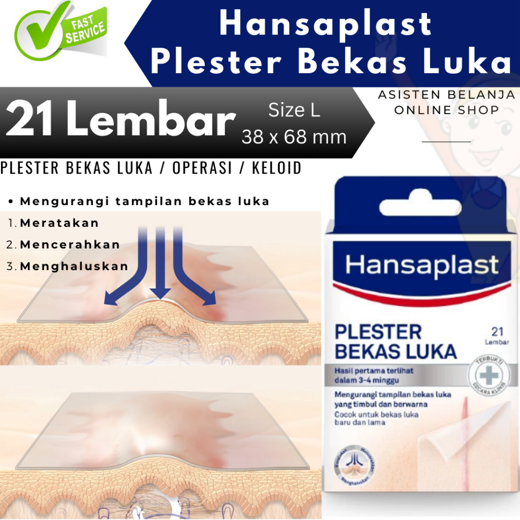 Hansaplast Scar Plaster contains 21 sheets Removes surgical scars ...
