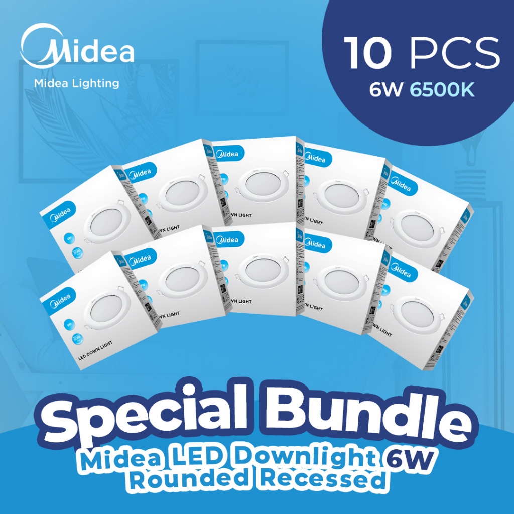 PUTIH [Bundle] Midea LED Downlight 6W 6500K CDL - White - 10 pcs ...