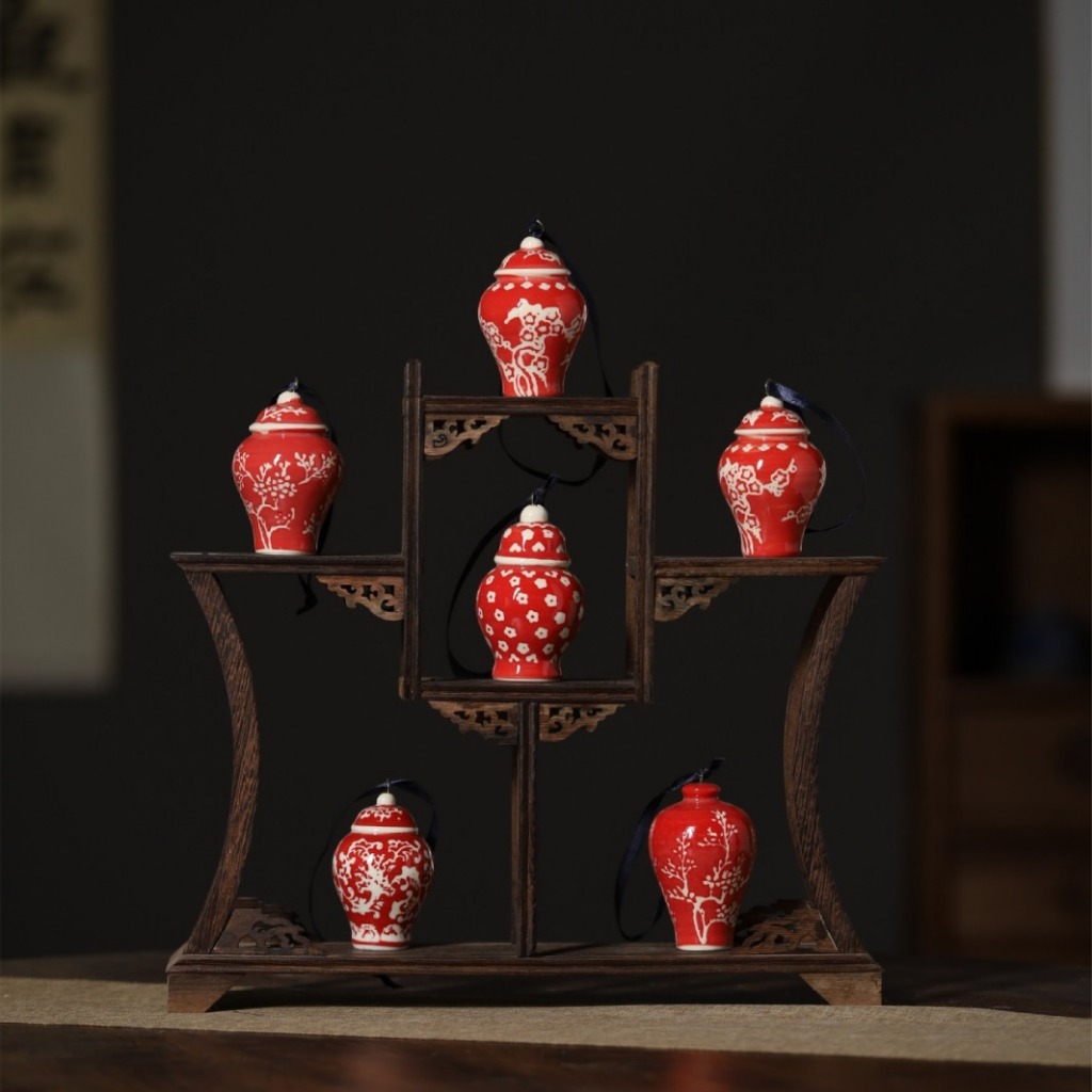 MERAH Small Red Hanging Urn Chinese New Year Christmas Decoration / Red ...