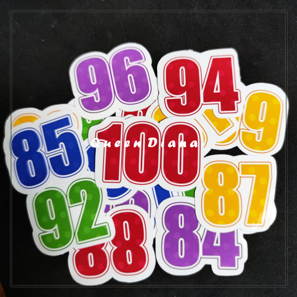 Contains 20 pcs of number stickers 1-1000 glossy stickers with colorful ...