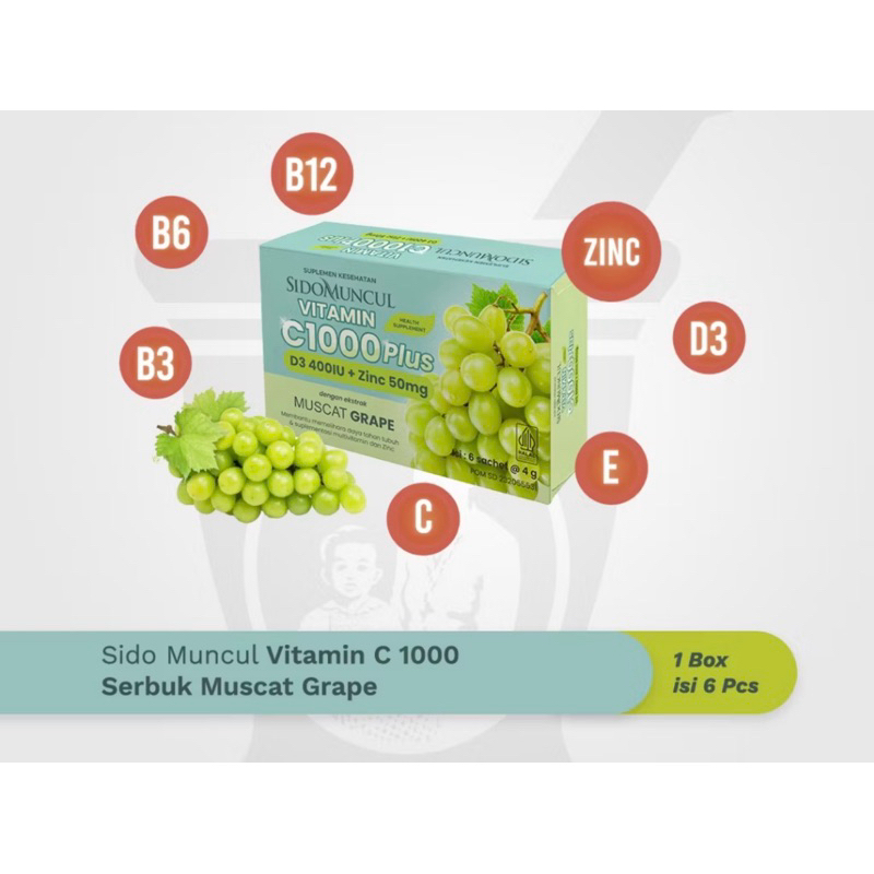 SIDOMUNCUL VITAMIN C1000 PLUS MUSCAT GRAPE (6 SACHETS) | Shopee Malaysia