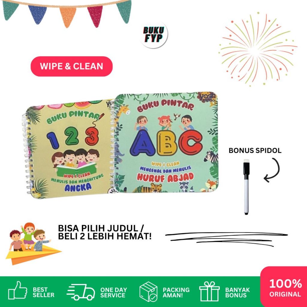 Wipe and Clean Children's Smart Book ABC Alphabet Letters & Numbers 123 - Yash Media | Shopee ...