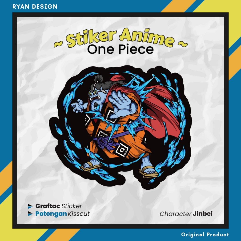 Ryan Design One Piece Jinbei Anime Sticker - Graftac Kisscut Cut ...
