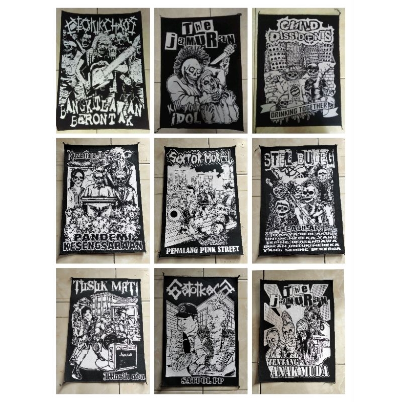 PUNK BAND EMBLEM BLACK AND WHITE / LARGE EMBLEM / BACK EMBLEM SIZE 30CM ...