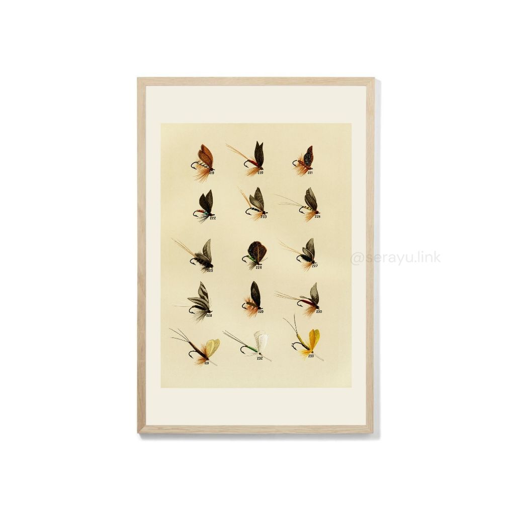 HIASAN DINDING KAYU Fly Fishing Flies Wall Decoration Vintage Print ...