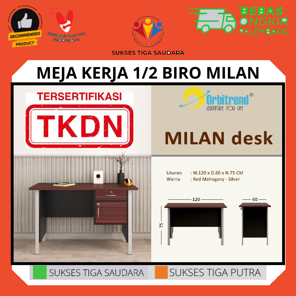 Tkdn WORK TABLE / OFFICE TABLE / STAF TABLE / BIRO HALF TABLE / MILAN ...