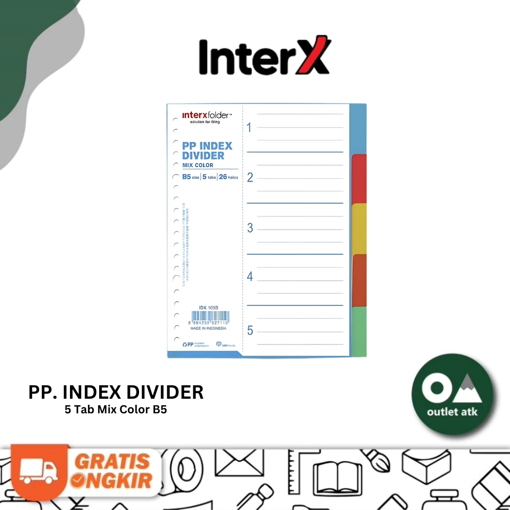 Index Divider 5 Tabs B5 Inter X per pack | Shopee Malaysia