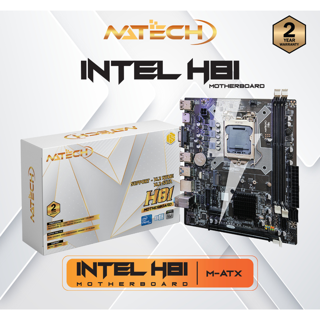 Motherboard / MOBO NATECH H81 LGA 1150 M.2 NVME & M.2 SATA | Shopee ...