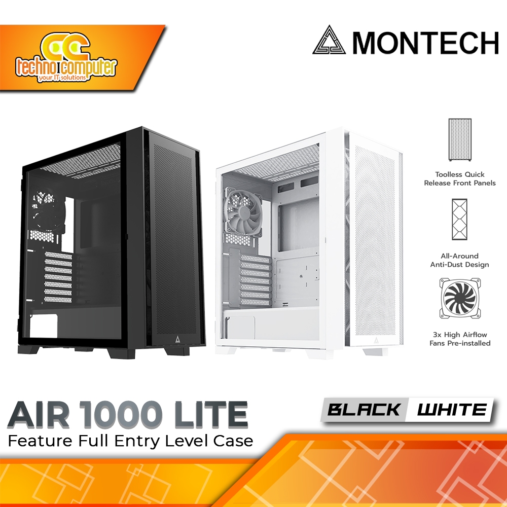 MONTECH AIR 1000 LITE CASING - Mid Tower ATX Case Tempered Glass (Free ...