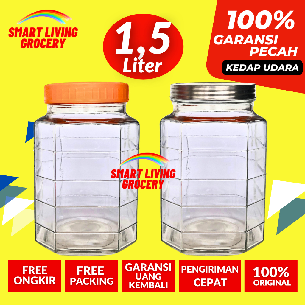 Airtight GLASS JARS 1.5 LITER JAR BOTTLE JAR JARS EID AIR TIGHT STORAGE ...