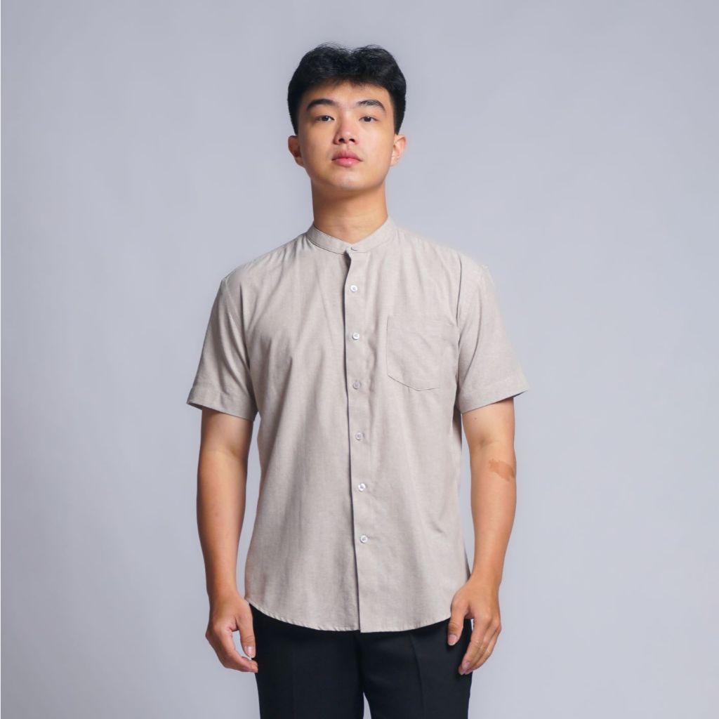 KEMEJA Cream / coksu short sleeve mandarin collar oxford shirt (NEW ...