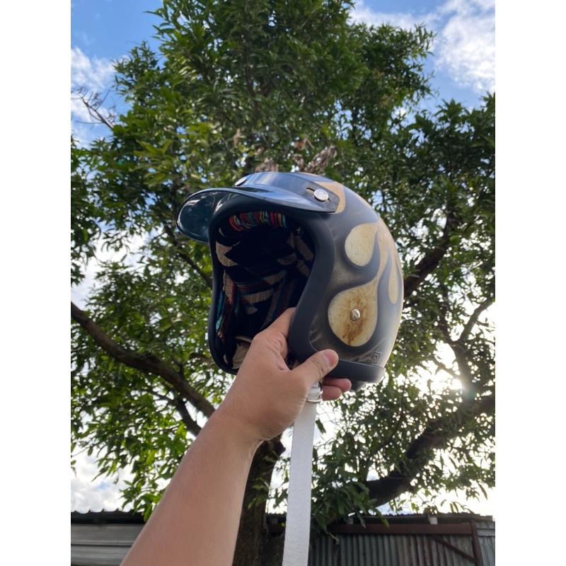 Custom Black Flame Patina Slimhead Helmet | Shopee Malaysia