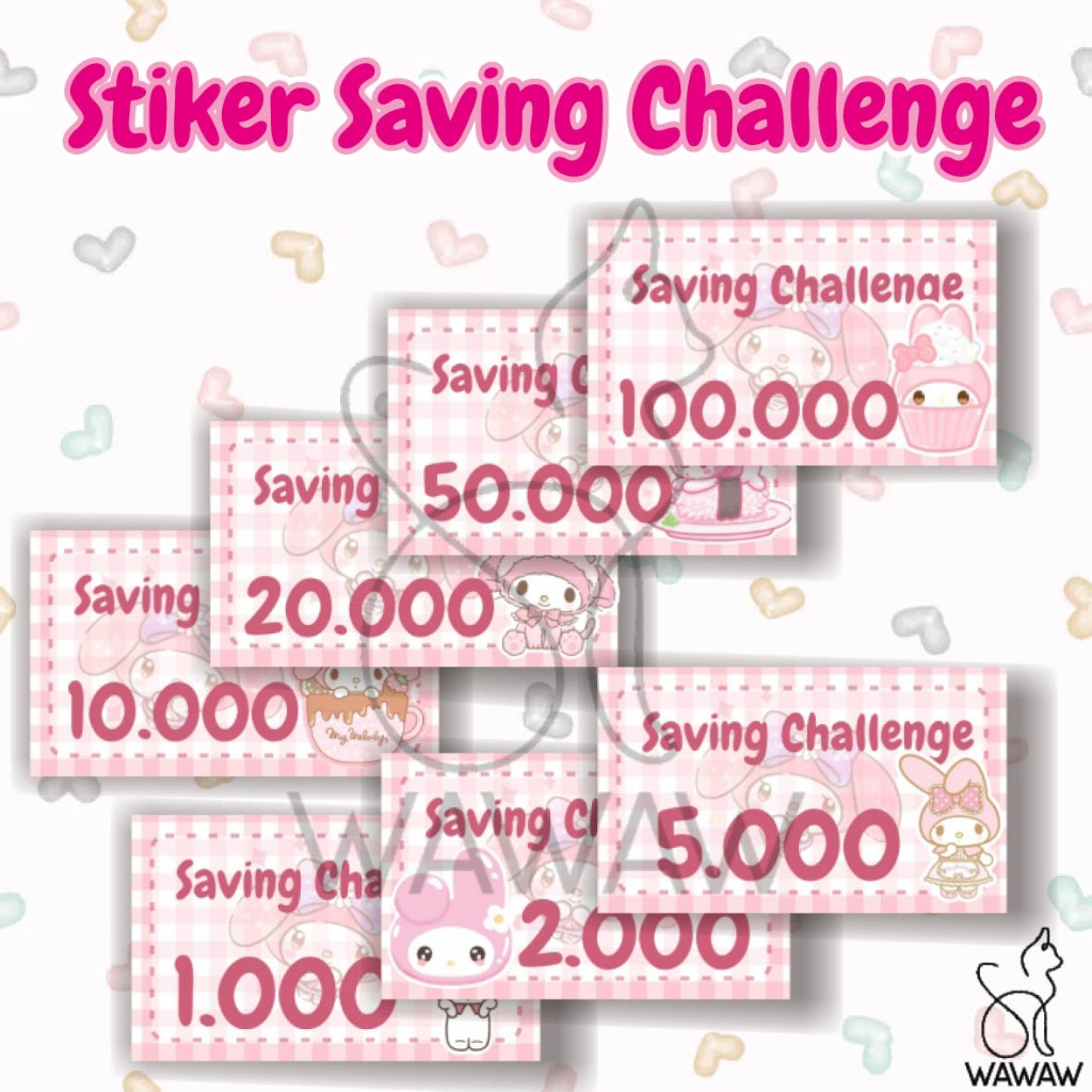 Challenge Saving Sticker 1000 100 000 Sanrio Melody Kuromi