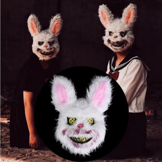 PUTIH Halloween mask cosplay party costume white rabbit scary white ...
