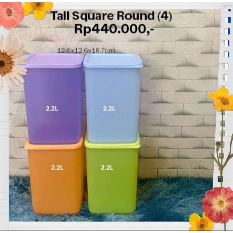 Tall square round tall summer fresh Tupperware jar 2,1 liter | Shopee ...