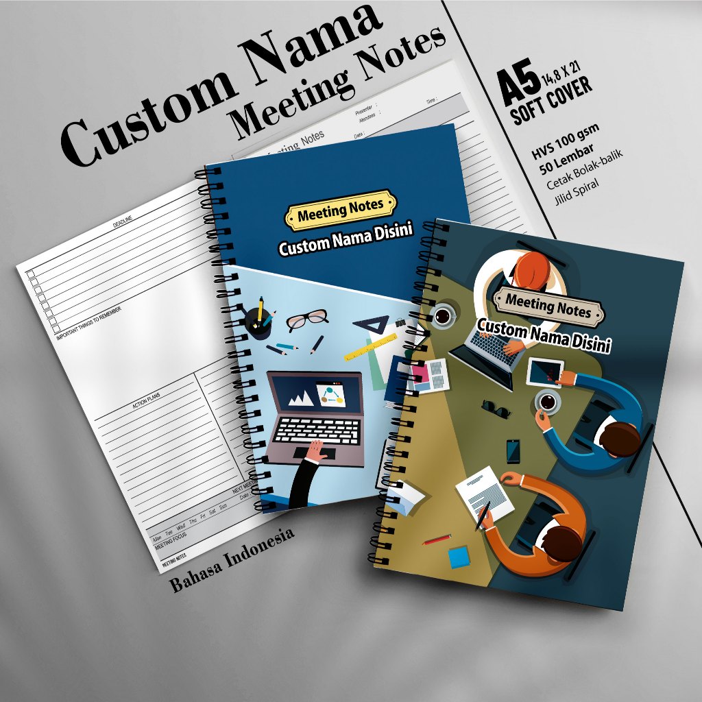 MEETING NOTES A5 CUSTOM NAME MEETING Notulen NOTES | Shopee Malaysia