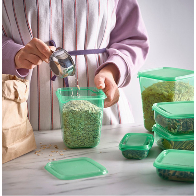 HIJAU Food container set of 17, transparent/green, food container ...