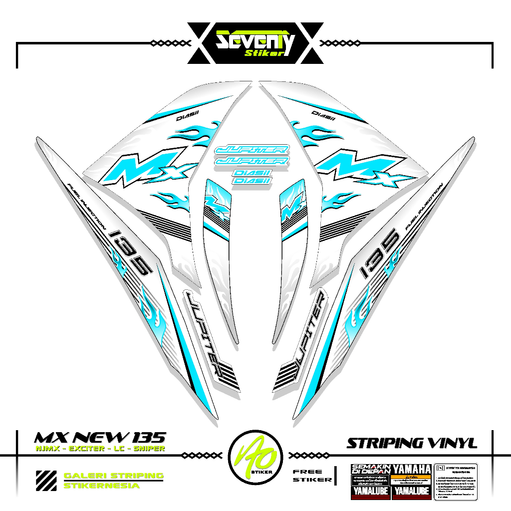 STRIPING JUPITER MX NEW 135 MOTIF 11 STICKERS MX NEW 135 SIMPLE STICKER ...