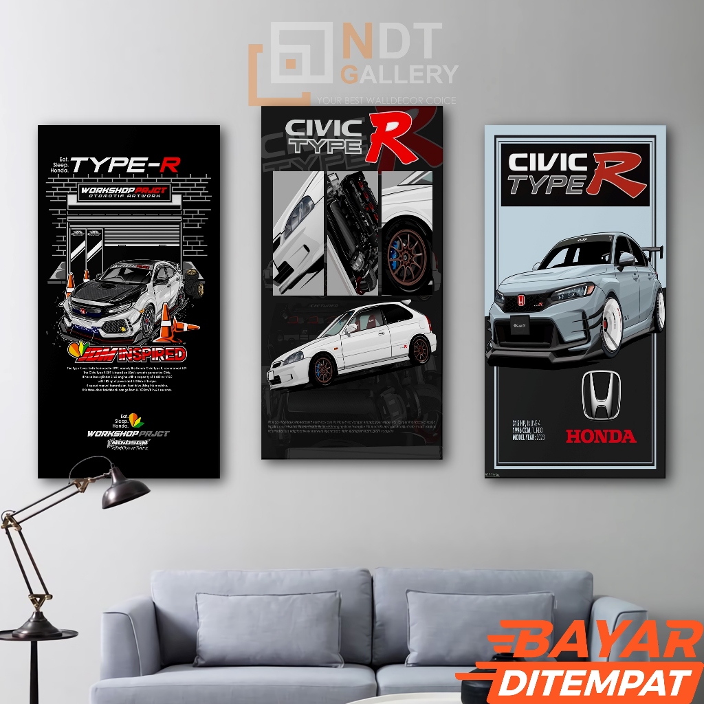 NDT[15X30] Honda Civic Car Wall Decoration Type R Display Aesthetic Car ...