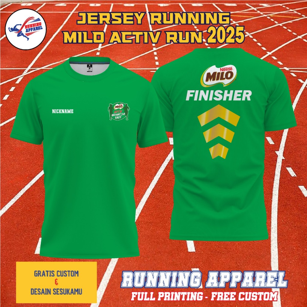 MILO ACTIVE RUN 2025 RUNNING Jersey, Jersey Made from DRYFIT Full Printing & Design Can Request ...