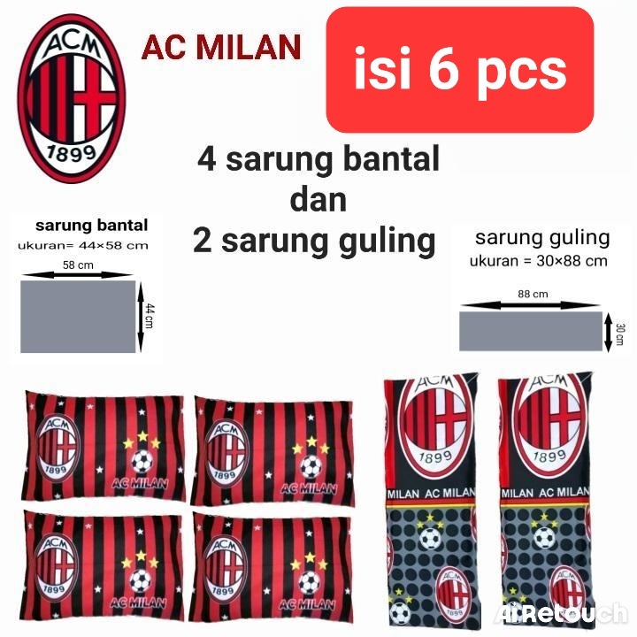 Ac milan football club flag motif pillowcases and bolster covers ...