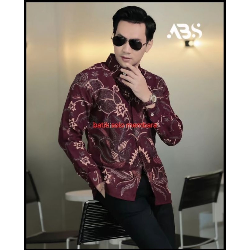 Burgundy batik regular fit furring layer solo batik modern batik ...