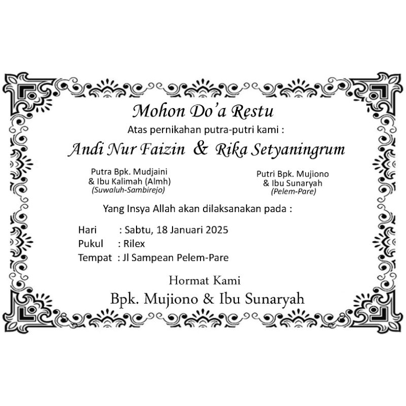 (1-2 DAYS) [4r - 10.2 x 15.2cm] (Free Barcode, Own Photo, Floor Plan) Besek Invitation, Punch ...