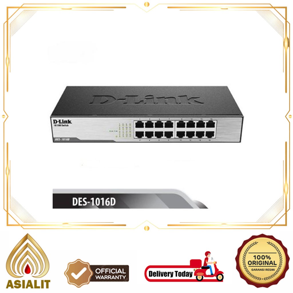 Switch DLINK DES-1016D 16 Port 10/100Mbps Metal Iron Switch Hub Device ...