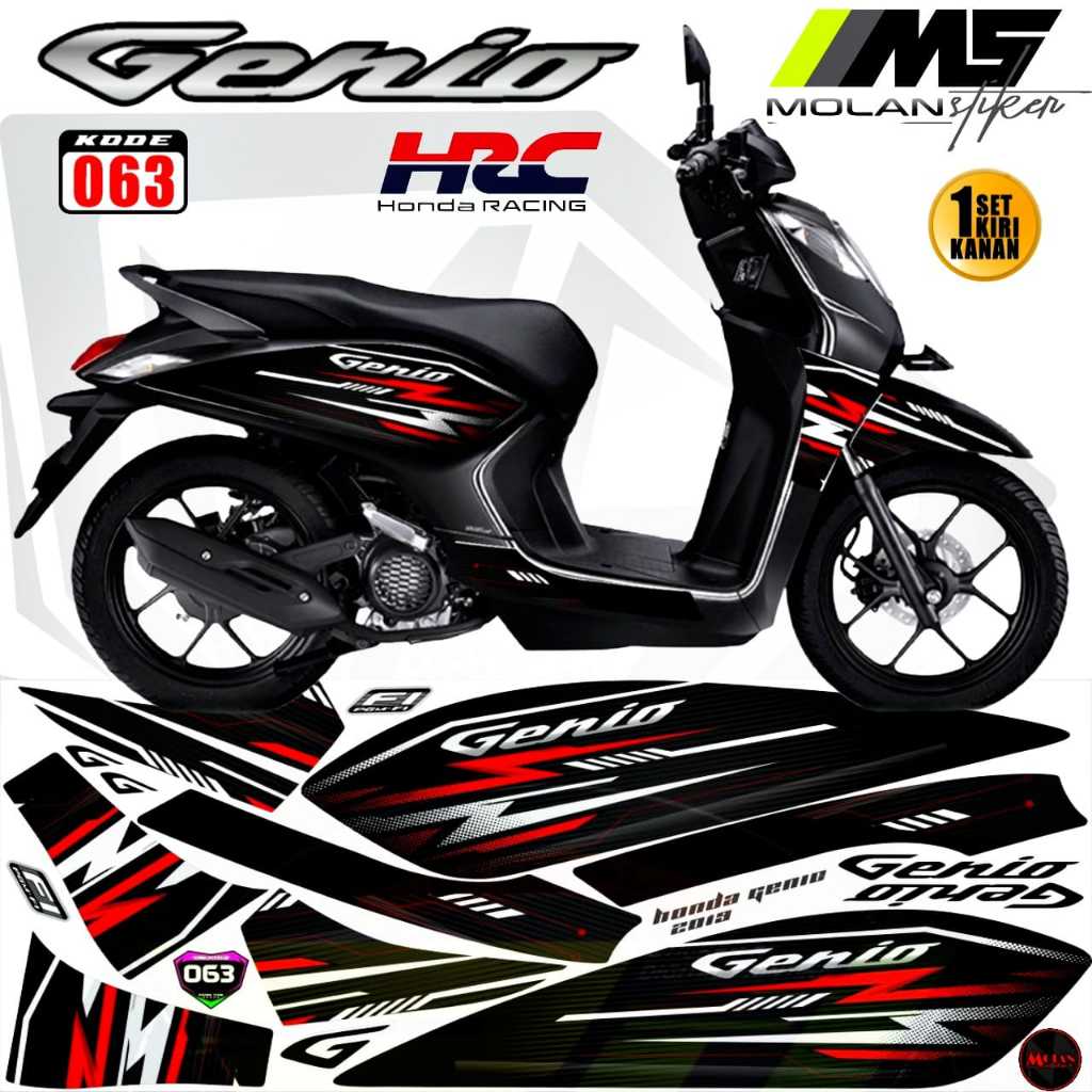 MERAH Decal Sticker Striping SEMI Fullbody Variations Honda Genio 110 ...