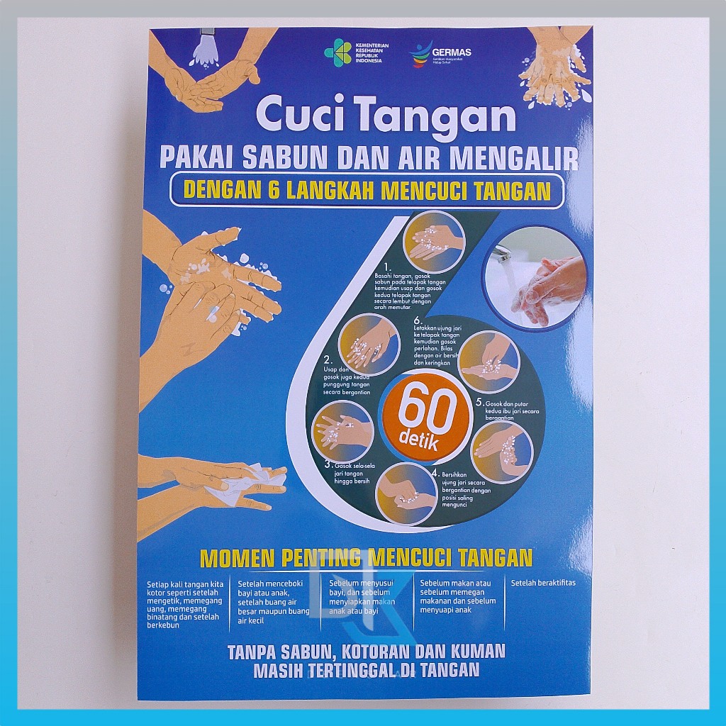 Poster 6 Steps to Wash Your Hands, Wash Your Hands Using Soap ...