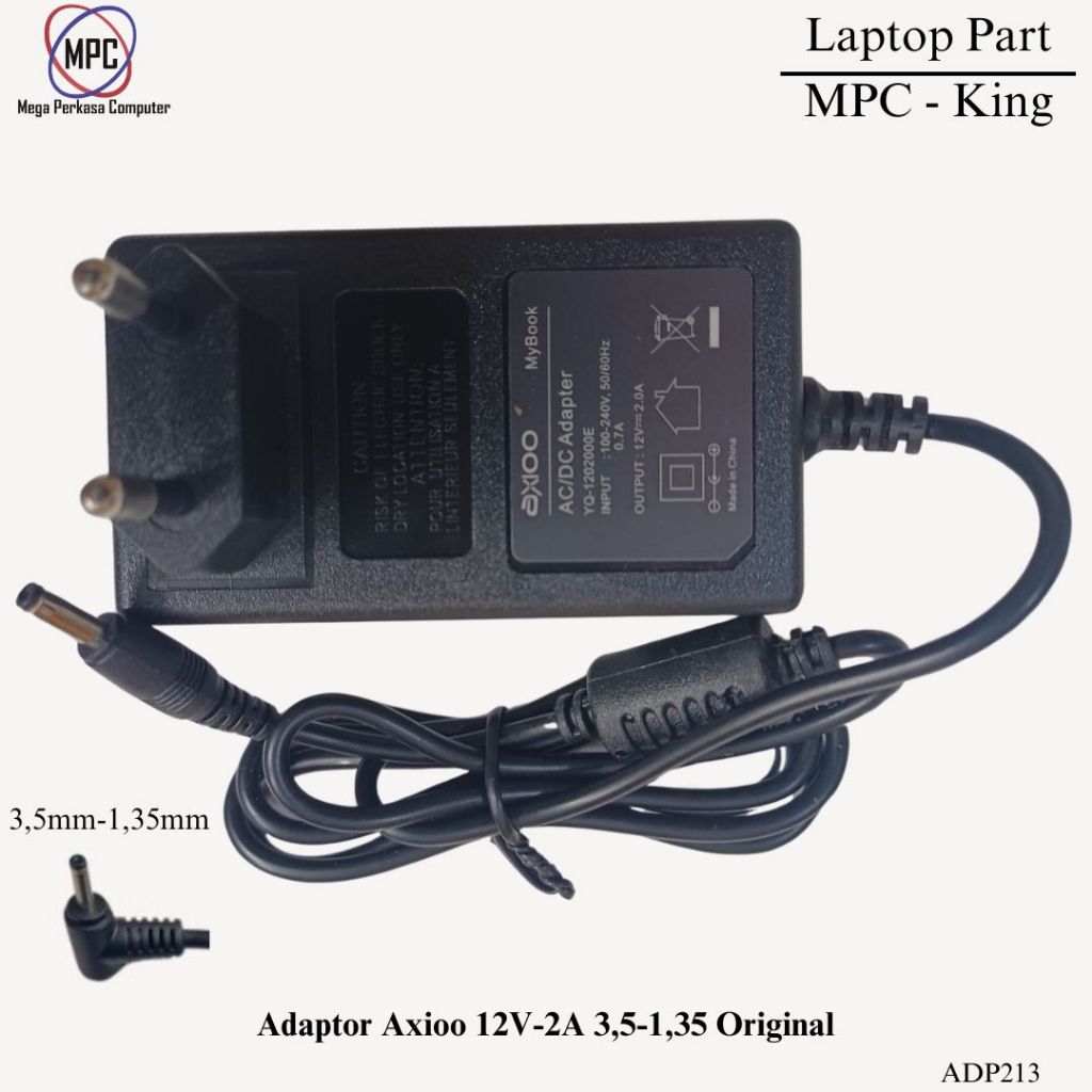 Axioo MyBook Laptop Charger Adapter 12V-2A 24Watt Small Plug | Shopee ...