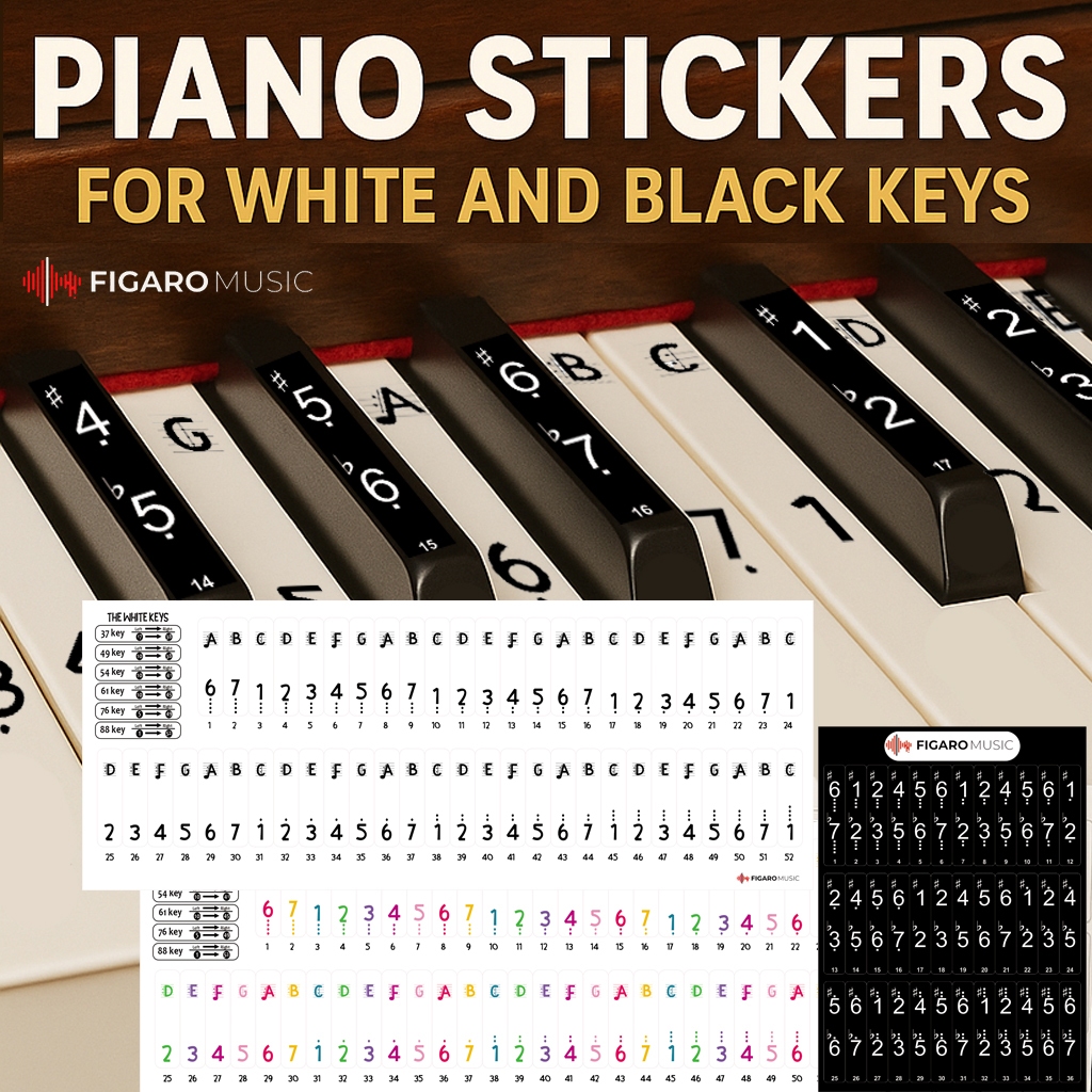Piano Sticker (49/61/76/88 Key Keyboards) – Transparent and Removable ...