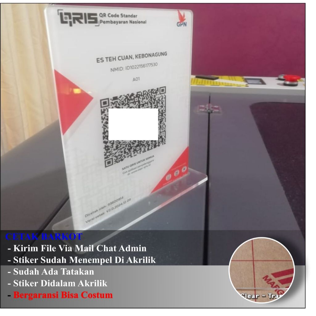 STAND QRIS ACRYLIC TENT HOLDER PRINT QRIS DISPLAY MENU POTRAIT CUSTOM ...
