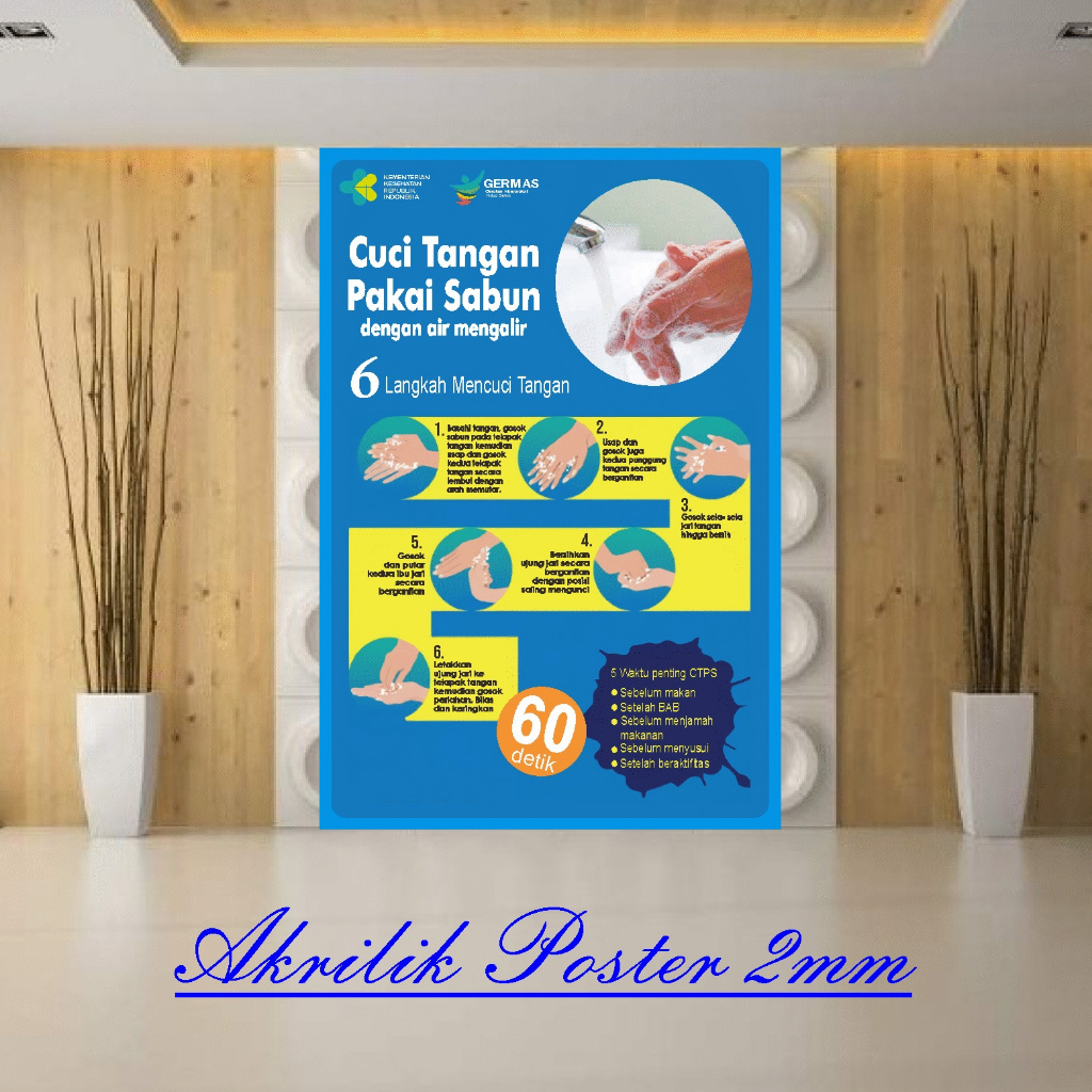 Acrylic Hand Wash Poster 60 Seconds Version 2 | Acrylic Poster Washing ...