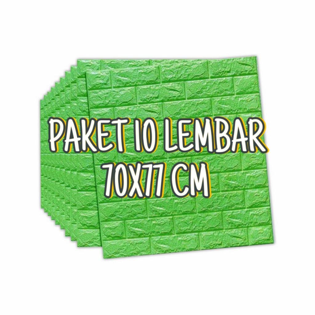 HIJAU [PACKAGE OF 10 SHEETS] 3D Foam Wall Wallpaper 70x77 CM Green ...
