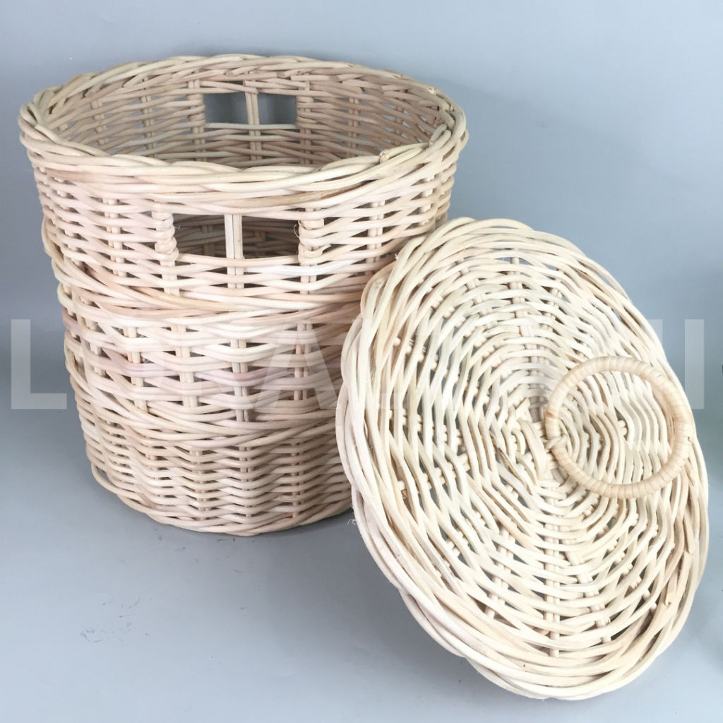 Rattan Laundry Basket / Round Clothes Basket / Rattan Woven Laundry ...