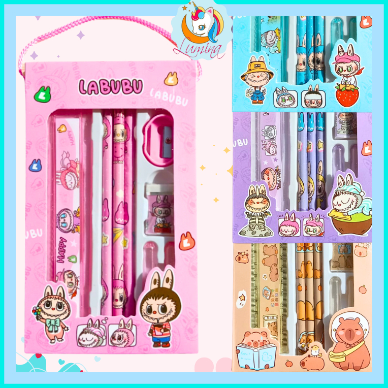 Labubu Capybara 8 in 1 Stationary Box Stationery Set for School ...