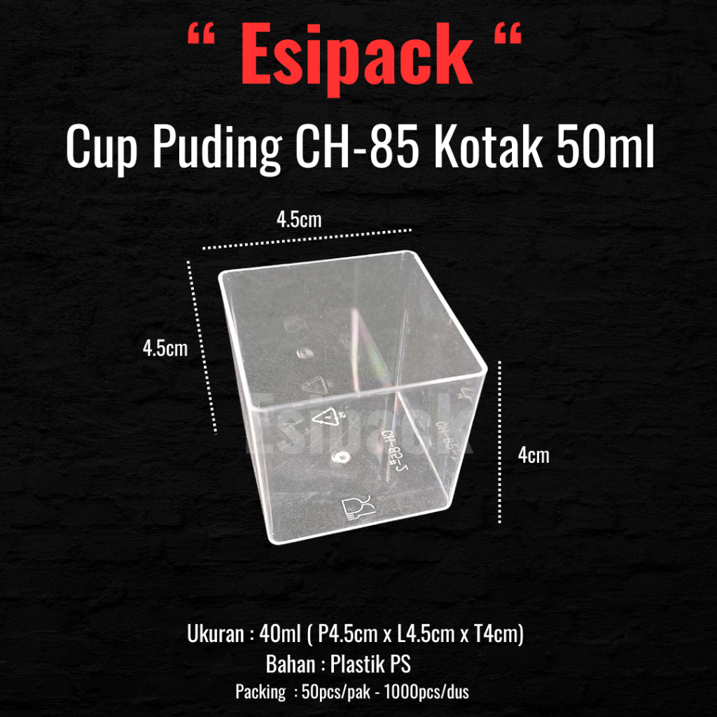 Pudding Cup CH-85 Box 50ml Dessert Jelly Cup Sauce Cup (50pcs/pack ...