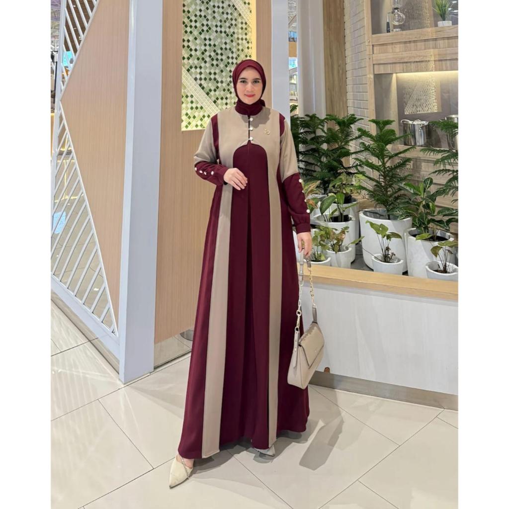 Simple Eid Gamis 2025 Two Layer Model Material Ceruty Babydol Elegant ...