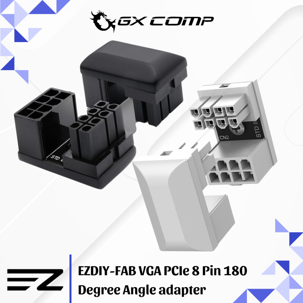 Ezdiy-fab VGA PCIe 8 Pin 180 Degree Angle adapter - STD/RVS - Black ...