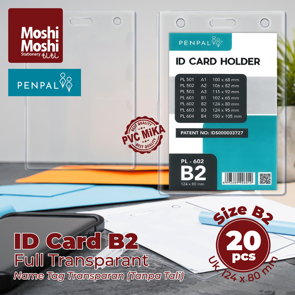 20 PCS ID Card Holder B2 PVC Mica Transparent Thick Name Tag Without ...