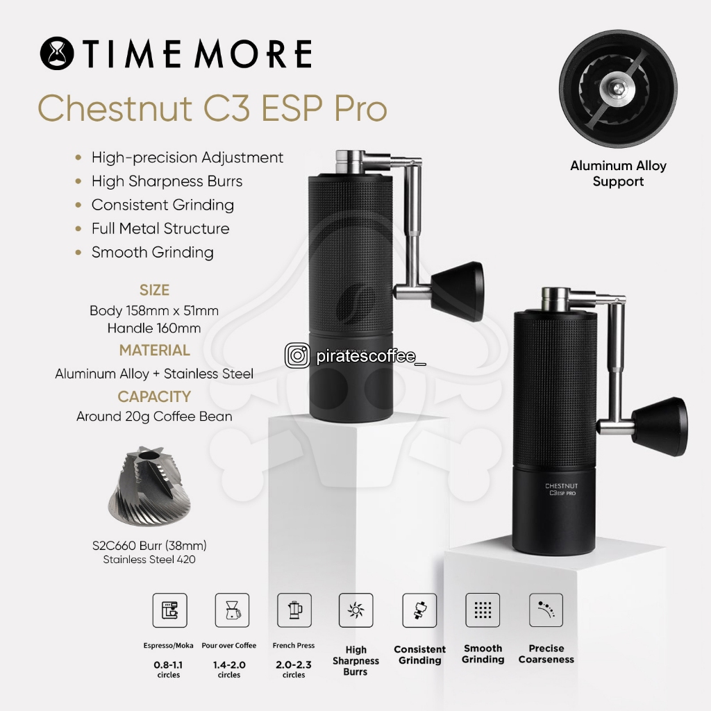 Timemore Chestnut C3 ESP Pro Manual Hand Coffee Grinder - Coffee Grinder | Shopee Malaysia