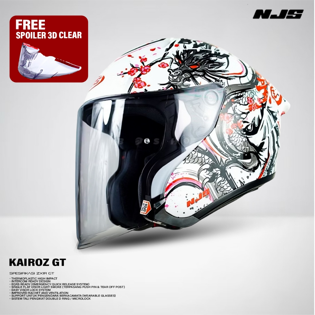 Njs Kairoz GT Shenlong - Half Face Helmet | Shopee Malaysia