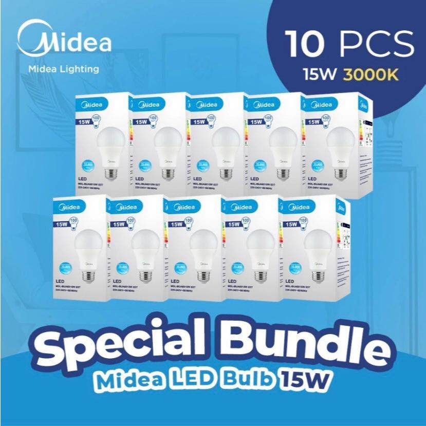 [Bundle] Midea LED Bulb Lamp 15 Watt 3000K - Yellow - Warm White - 10 ...