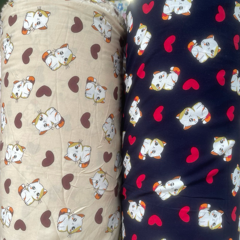 KATUN Cute Cat Pattern Visocse Premium Rayon Cotton Fabric 0.5cm ...