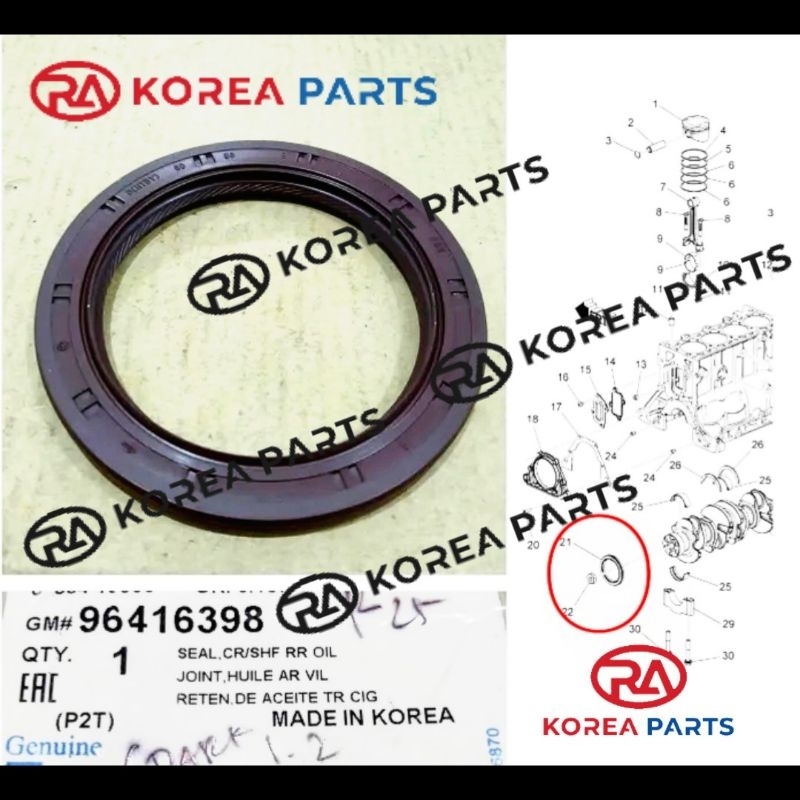 Chevrolet Spark 1.2 1200 cc Rear Axle Axle Seal Ori Cranksahft Seal ...