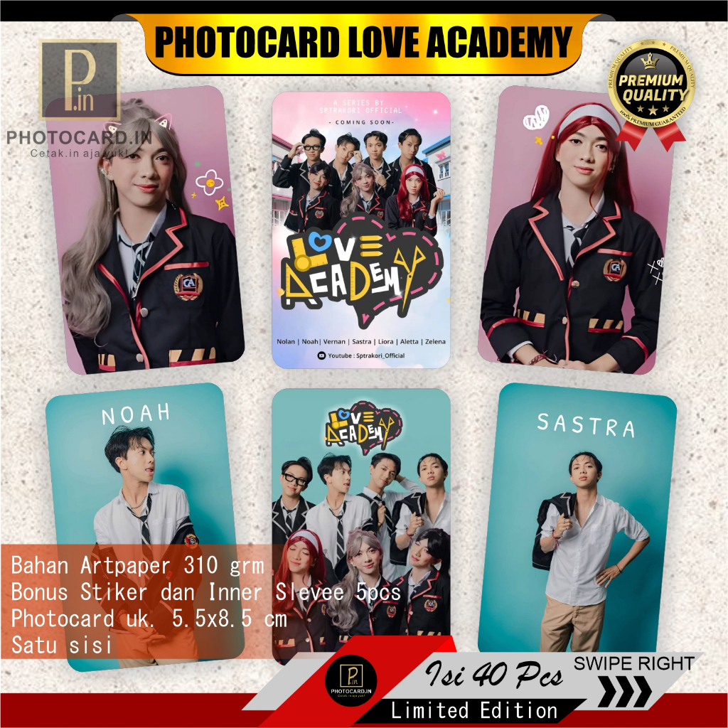 Photocard Love Academy Premium contains 40 pcs (Free Stickers and Inner ...