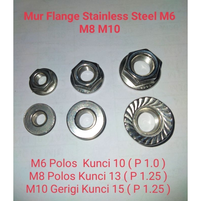 Flange Nut Nut M6 M8 M10 Stainless A2-70 SUS 304 | Shopee Malaysia