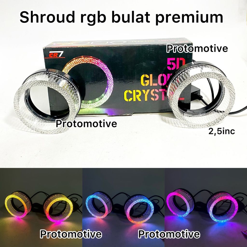 Cr7 pair of 2,5 inch RGB App Crystal Acrylic round shrouds can be ...
