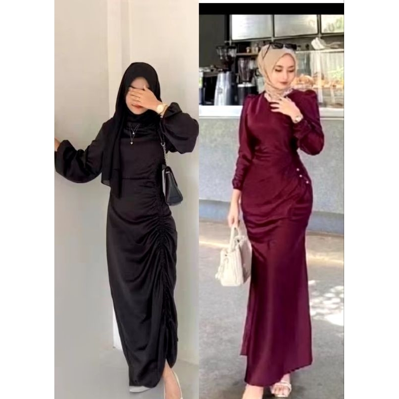 Elora Satin Larisa Slik Premium Dress Women's Fashion Clothes for ...